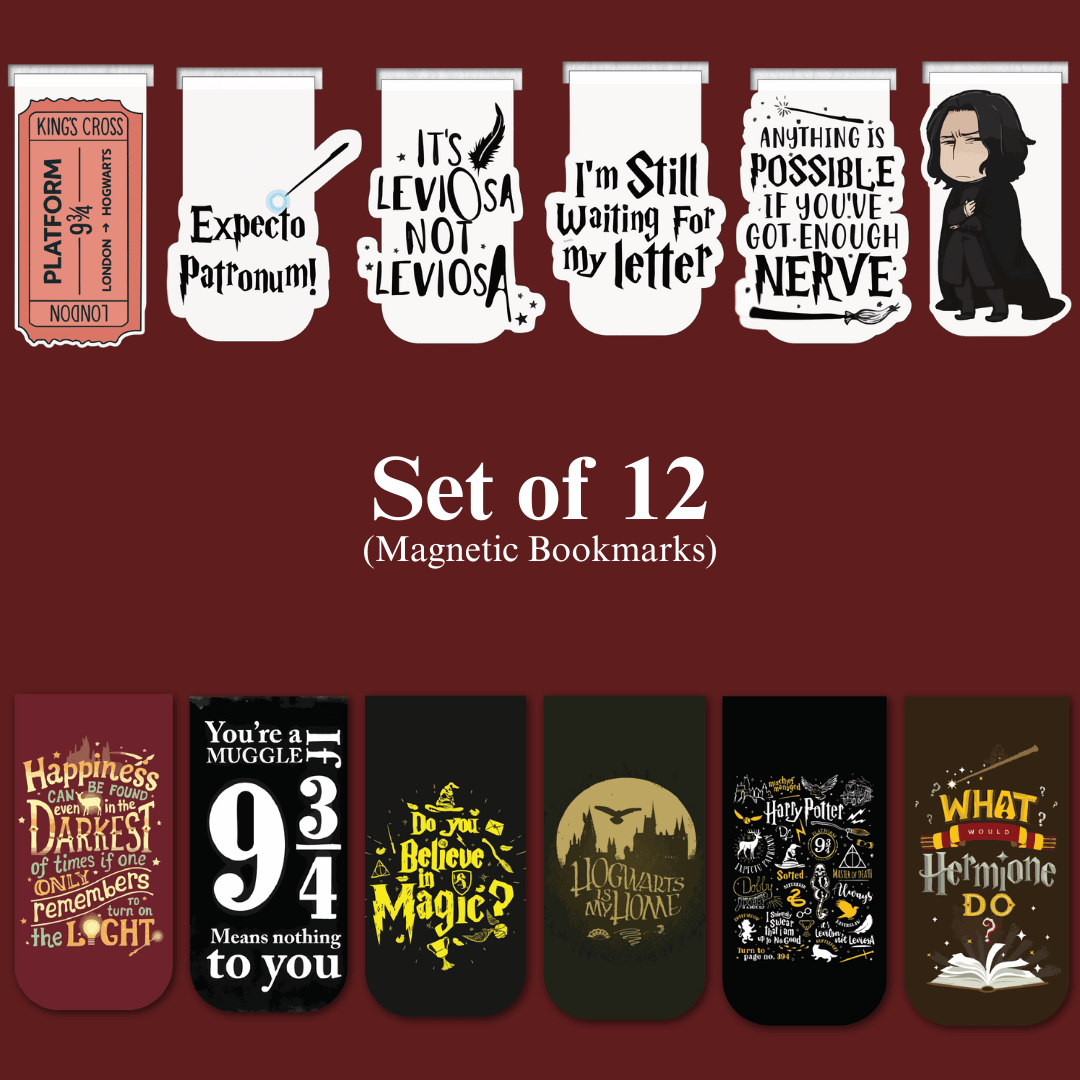 Harry Potter Magnetic Bookmark Set Premium Matte, Double-Sided ...